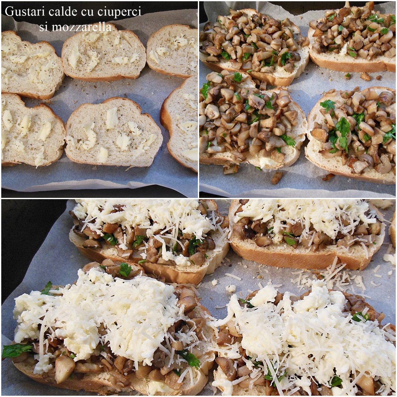 Rocsy in bucatarie: Gustari calde cu ciuperci si mozzarella