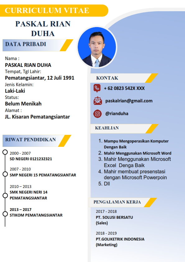 Download CV Lamaran Kerja Desain Profesional dan Menarik | Format Doc ...