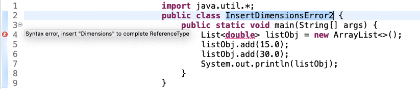 [Solved] insert dimensions to complete referencetype | Java Hungry