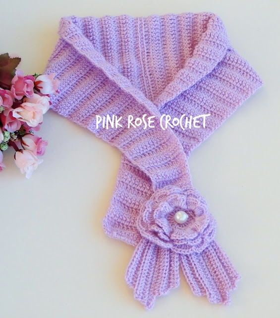 Pink Rose Crochet: Gola Cachecol Sweet Pink Scarflette