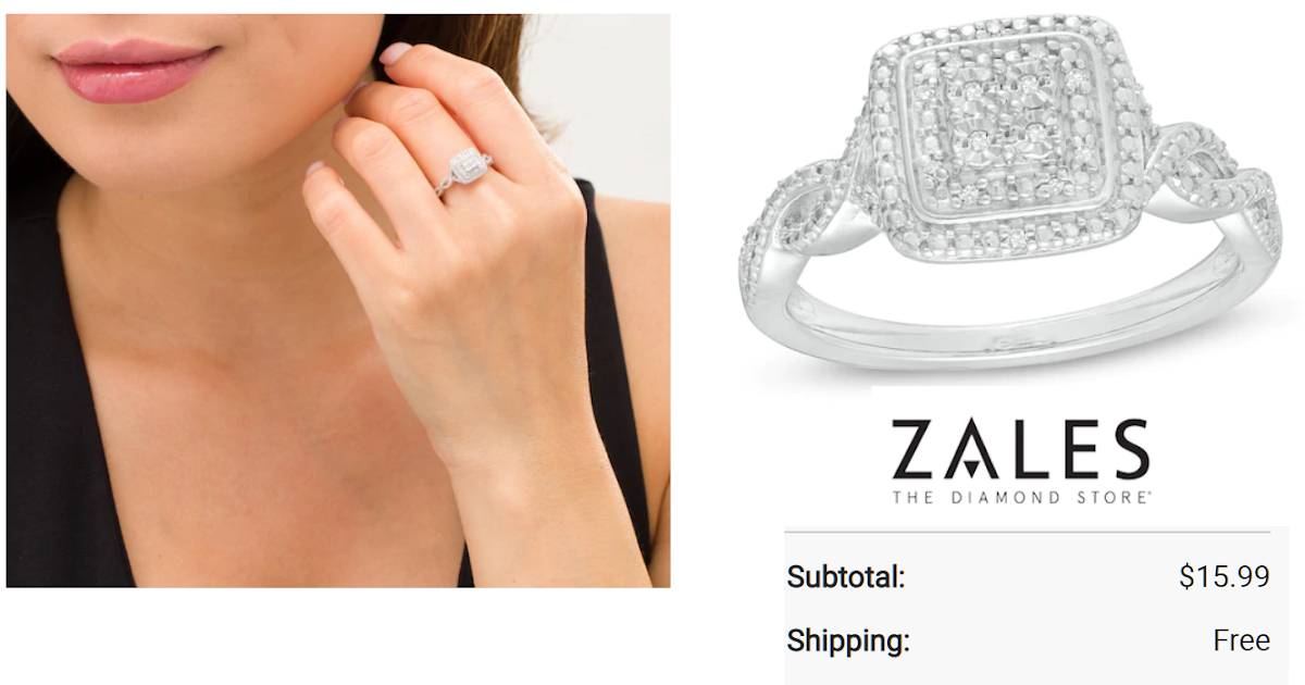 Zales Composite Diamond Accent Sterling Silver Ring $15.99 + Free ...