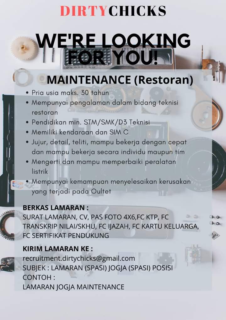 Lowongan kerja Supervisor, Crew, Maintenance Resto, Marketing (Media ...