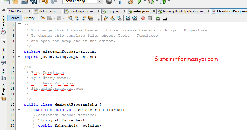 Cara Membuat Program Suhu di Java ~ Sistem Informasi