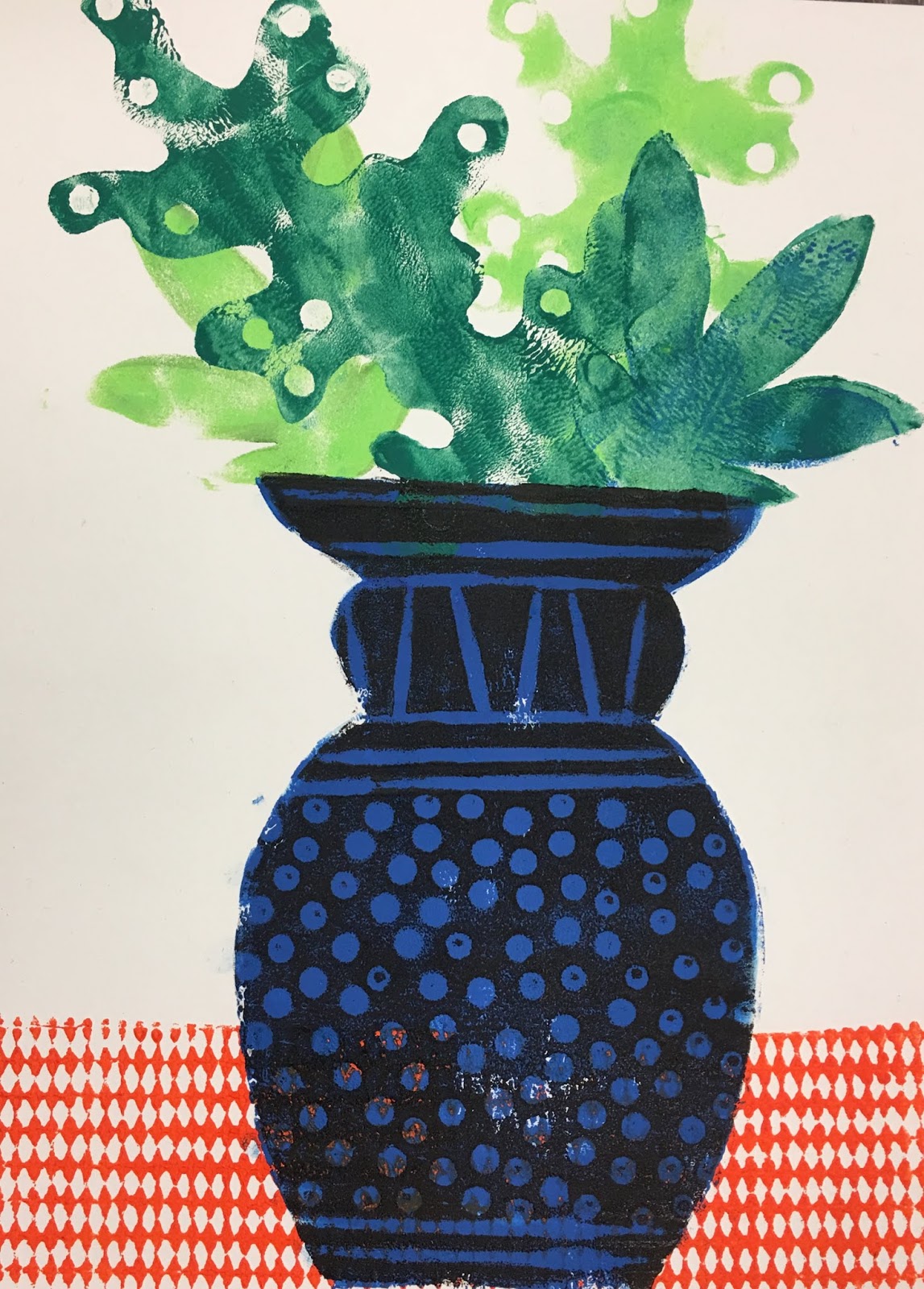 Art Room Blog: Printmaking a Fern Vase...