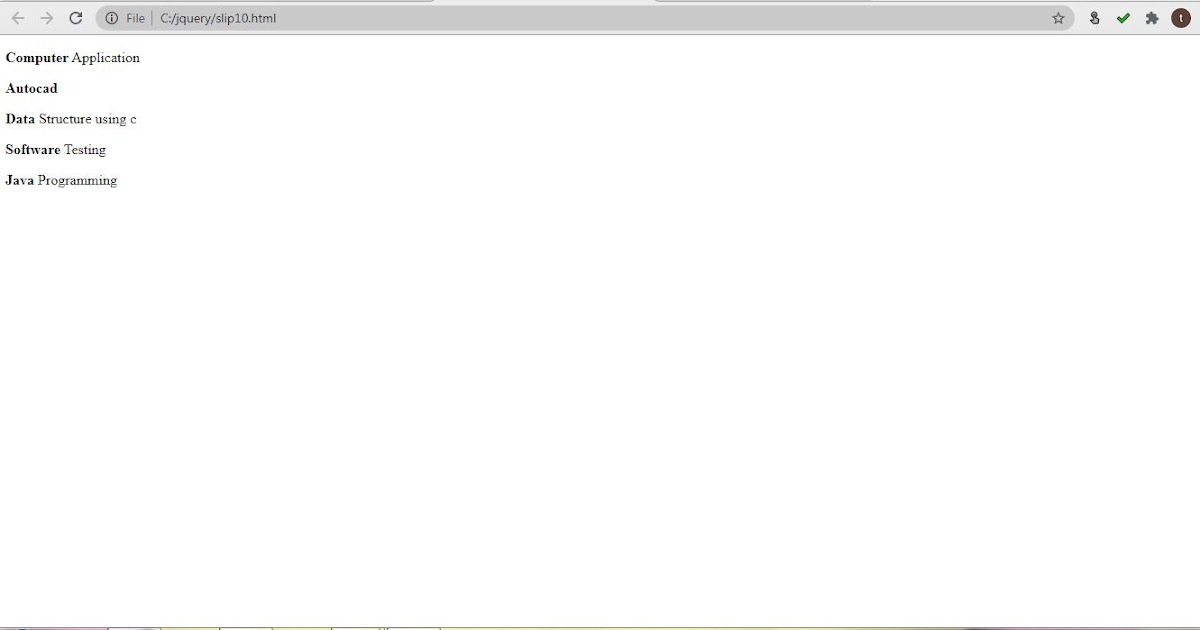 Educational Blog BBA(CA): Slip 10. Write a jQuery code to make first ... Educational Blog BBA(CA): Slip 10. Write a jQuery code to make first ...