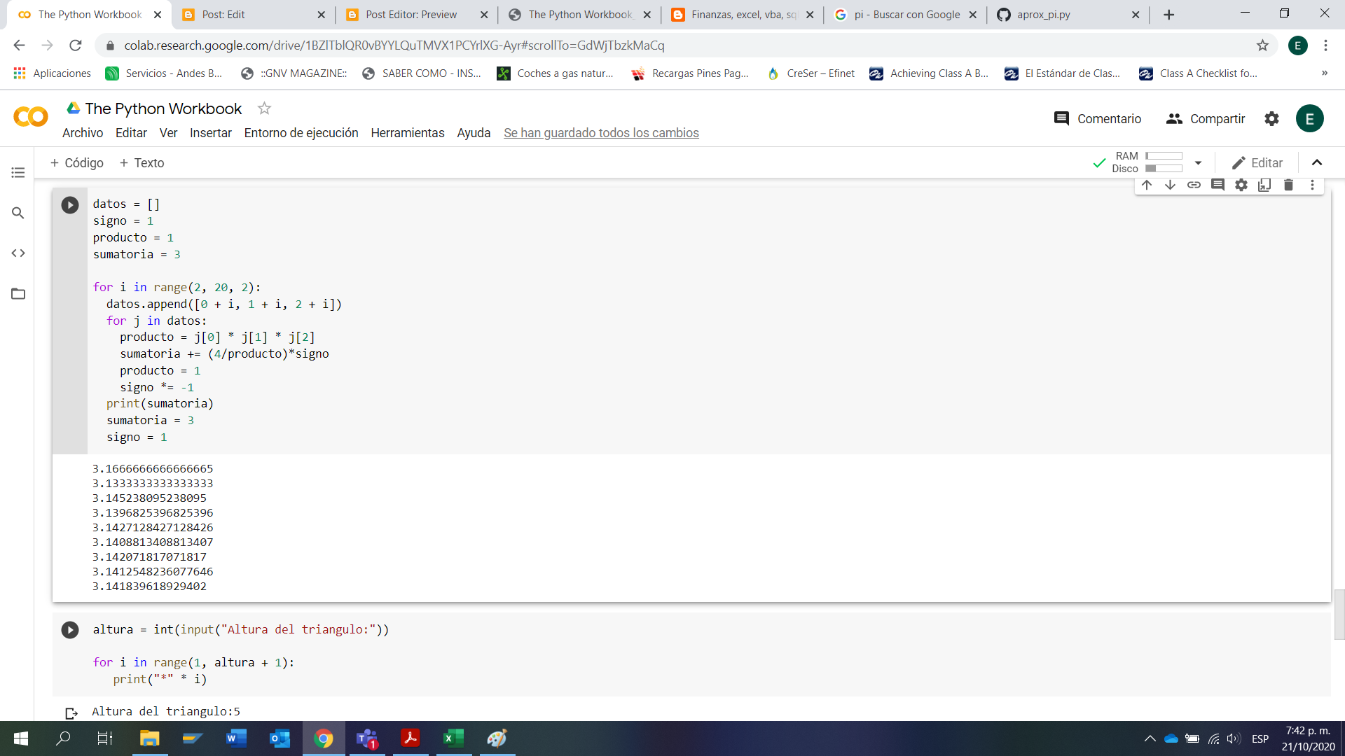 Finanzas, excel, vba, sql y algo más...: Calcular la Aproximación de PI ...