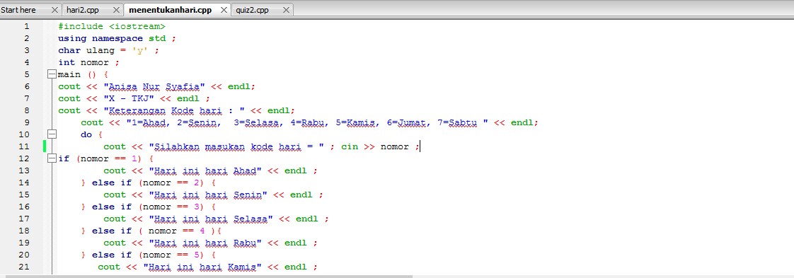 Cara Coding Menentukan Kode Hari dengan If-Else, dengan Switch Case ...