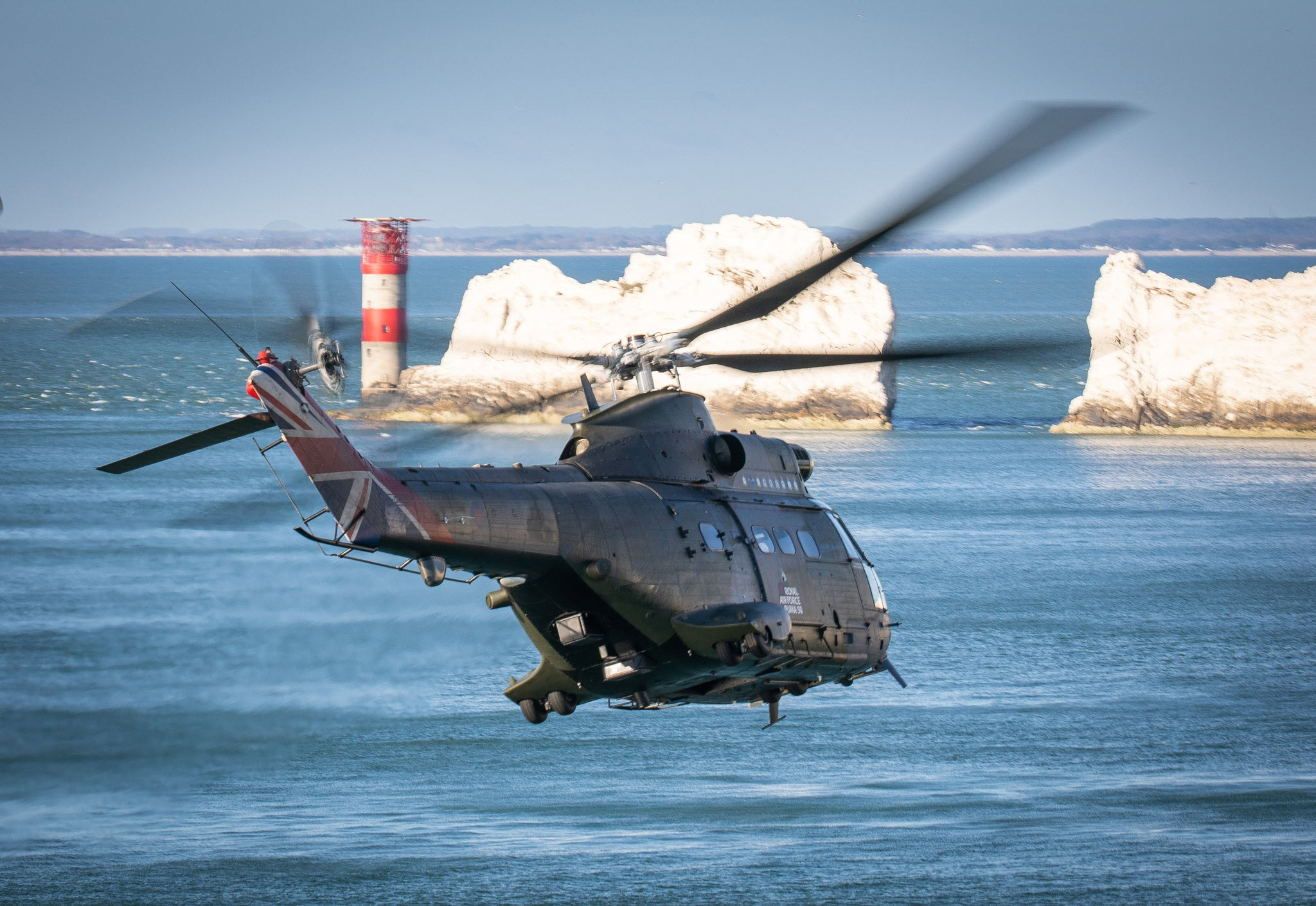 Enjoy Milford on Sea: RAF Helicopters' Anniversary Flight over The Needles