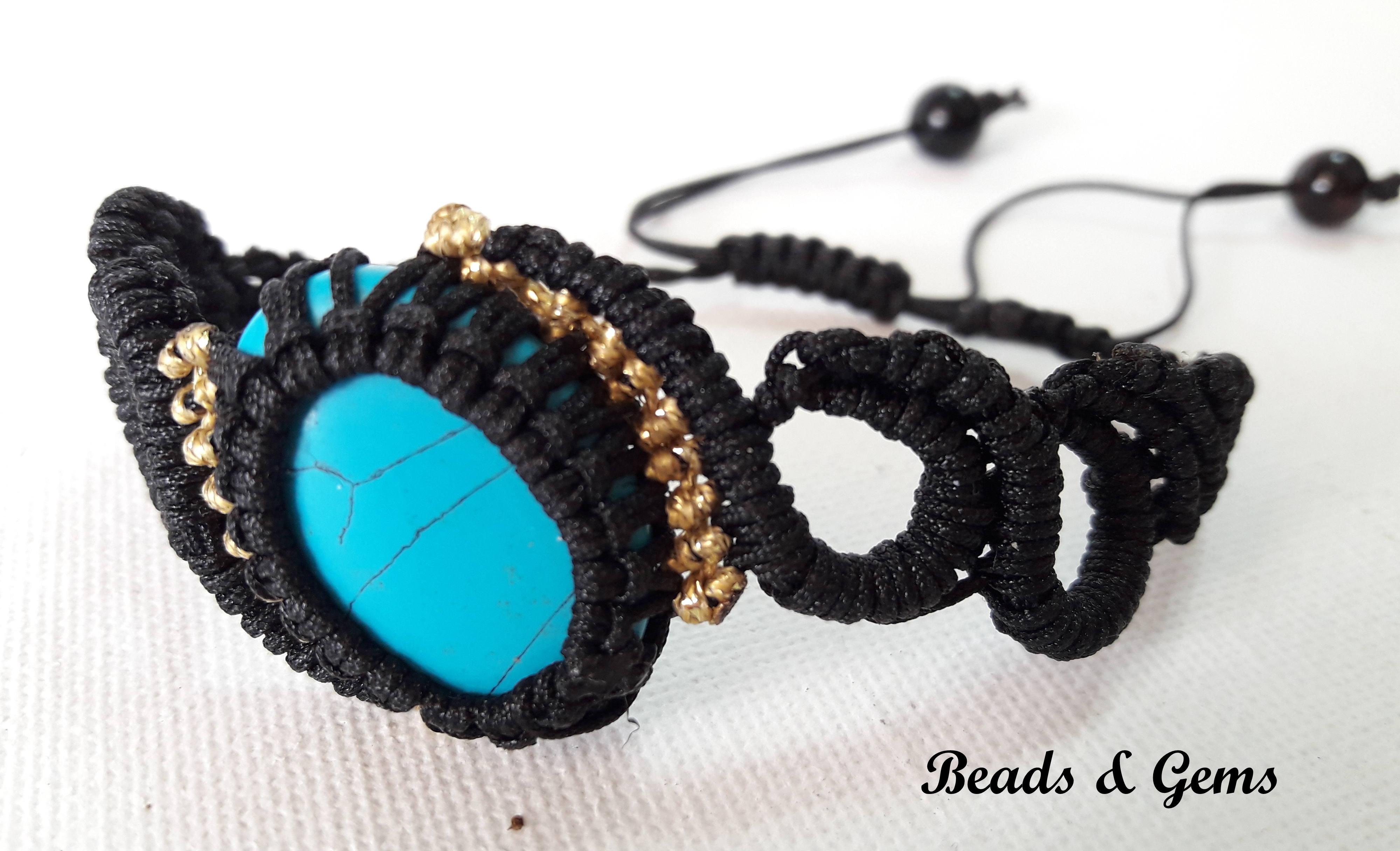 BEADS and GEMS : Χειροποιητο βραχιολι μακραμε με δεσιμο πετρας ...