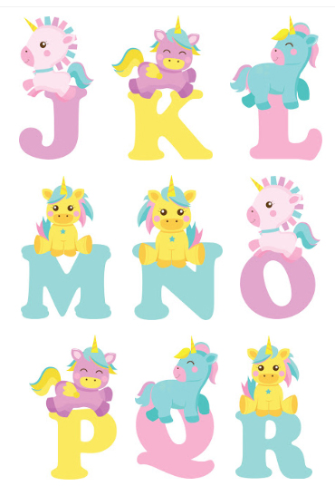 Abecedario de unicornios para imprimir 🦄-Colorear dibujos,letras ...