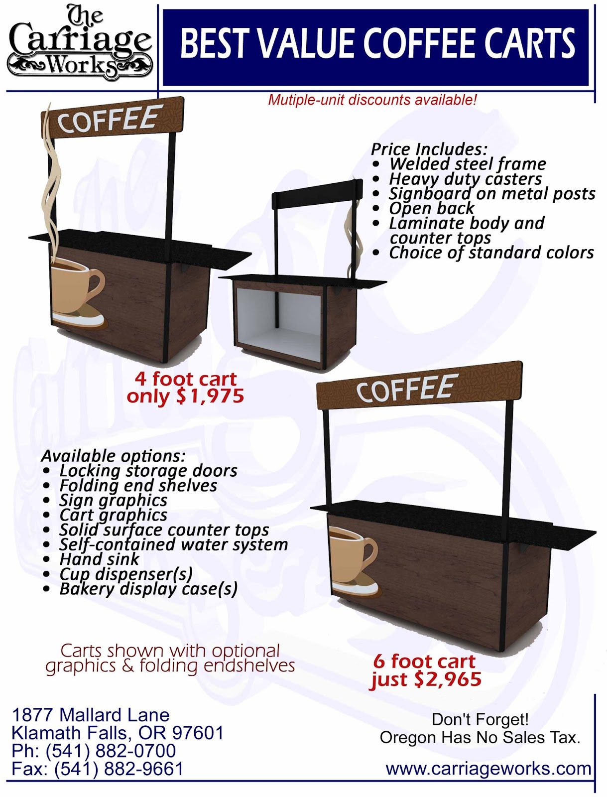 Mall Kiosks: Carriage Works Coffee Carts