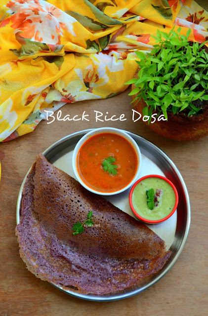 Upala: Karuppu Kavuni arisi Dosa/Black Rice Dosa