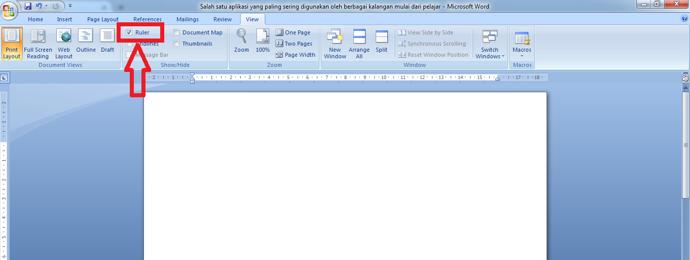 Cara Memunculkan Ruller (Penggaris) di Microsoft Word - Blogger Toraja