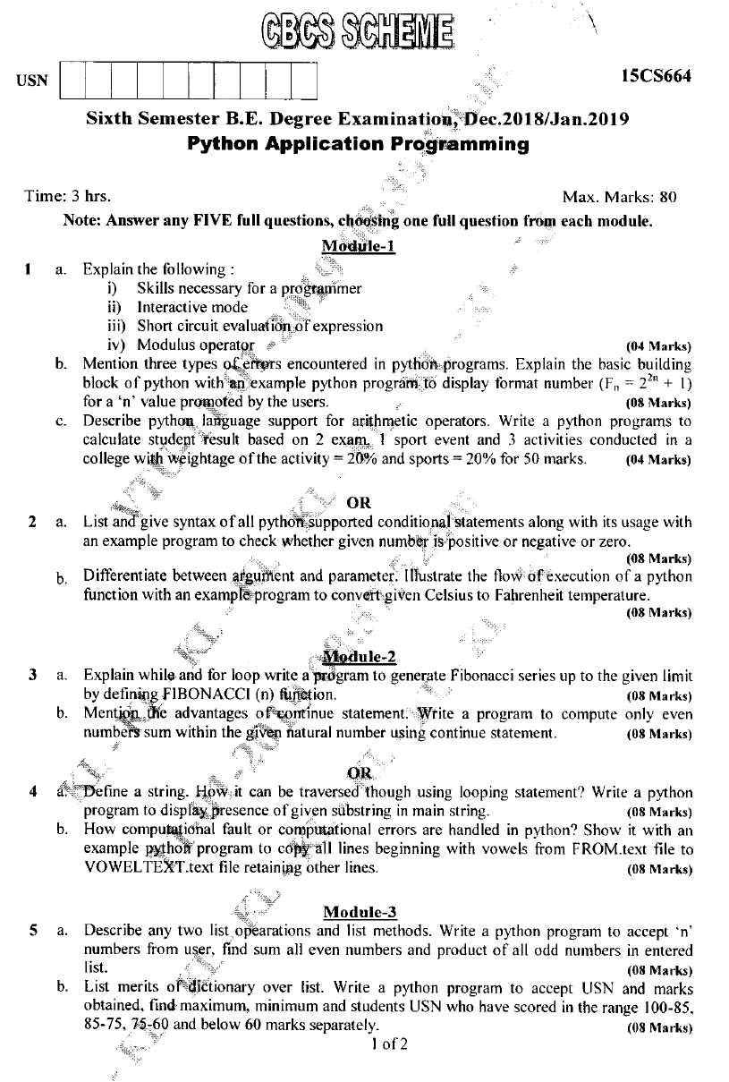 Visvesvaraya Technological University Be Computer Science Cbcs Sixth Semester 15cs664