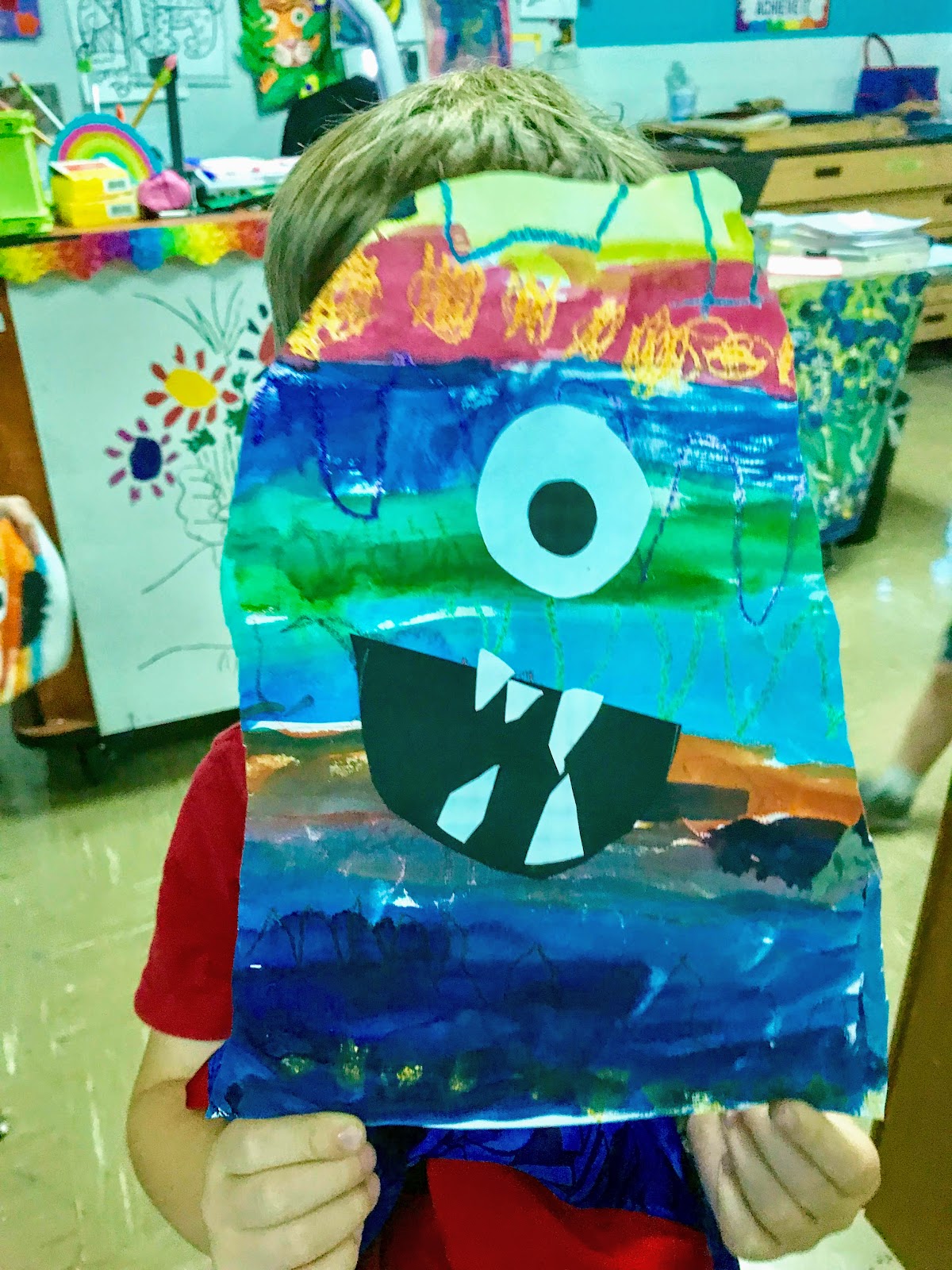 Elements of the Art Room: Kindergarten Line Painting Monsters