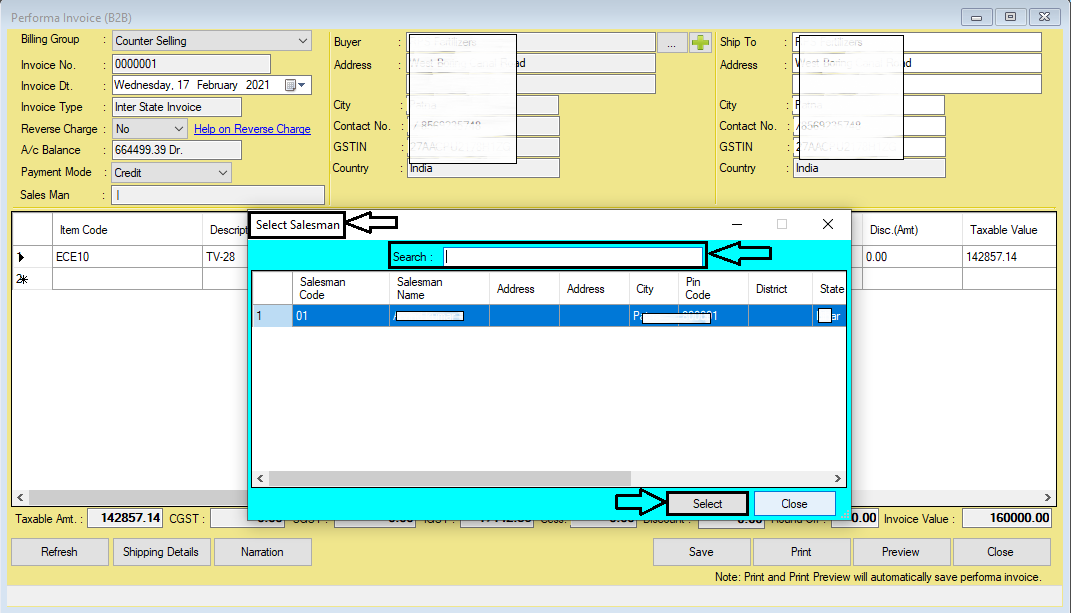 Performa Invoice (B2B) Help Guide