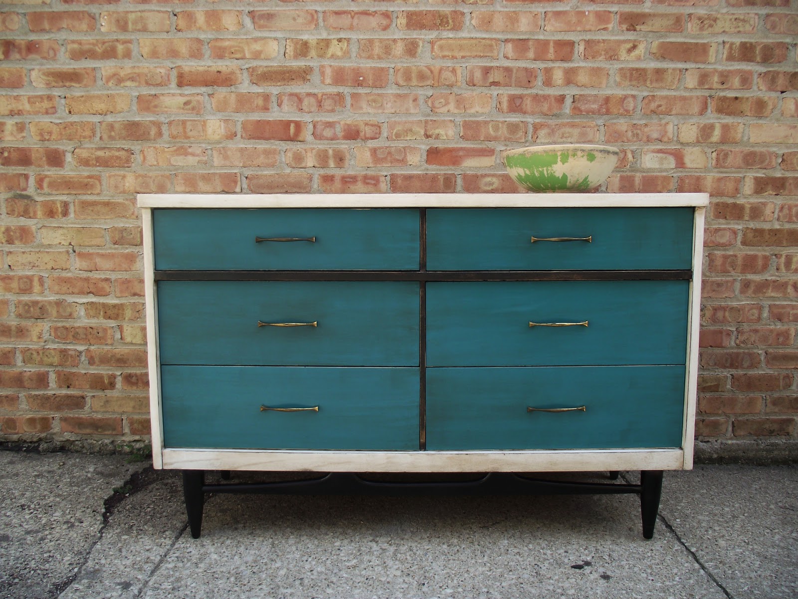 Vintage Ground: Teal Distressed Vintage Dresser / Buffet