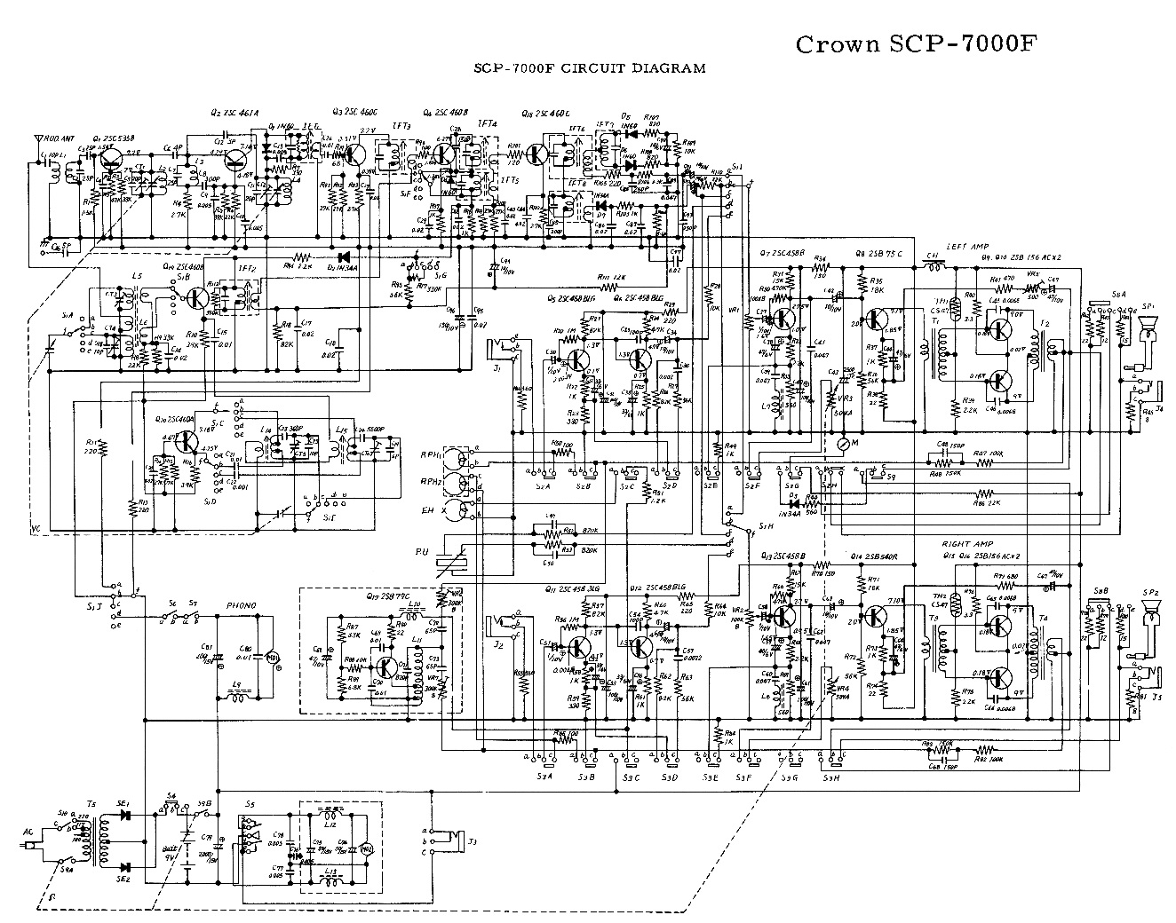 Schematic Diagrams: Crown SCP 7000S and Crown SCP 7000F schematic