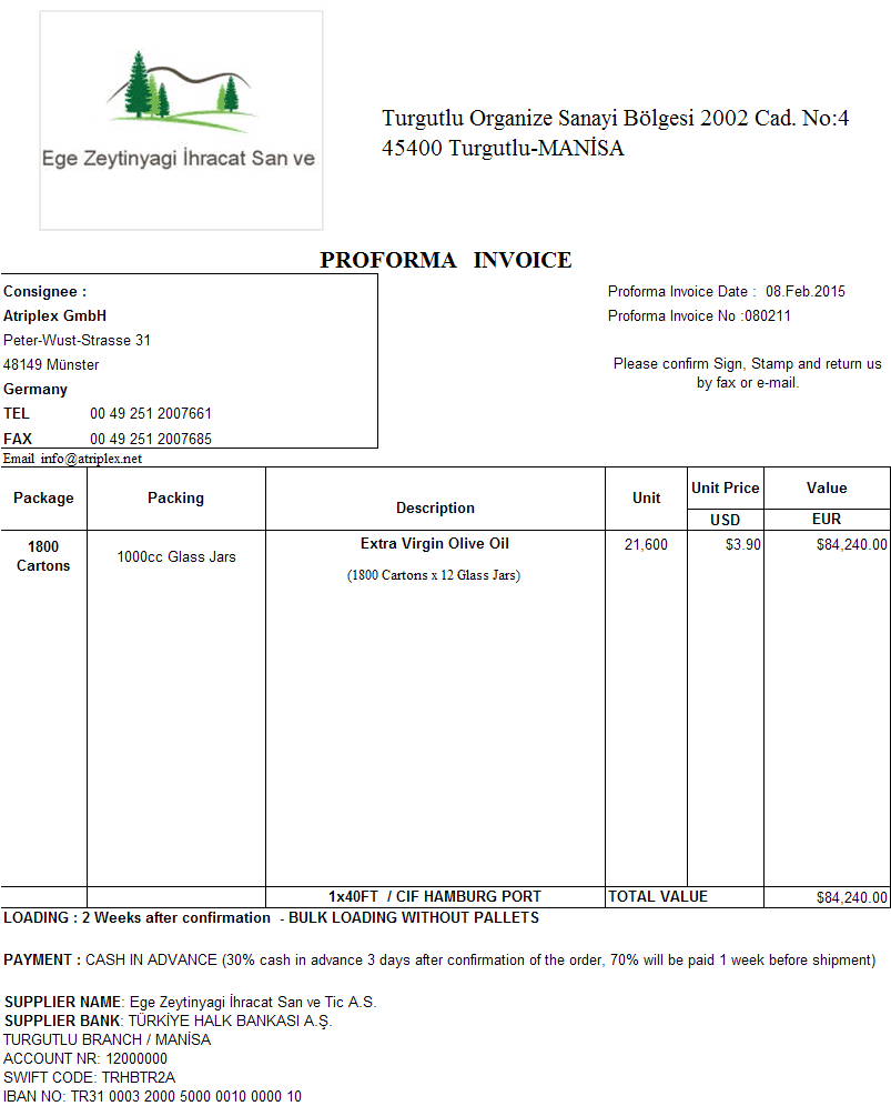 Cif Invoice Sample - Invoice Template