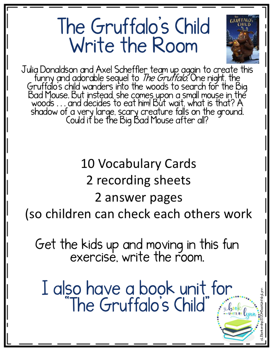THE GRUFFALO'S CHILD WRITE THE ROOM ~ Book Units by Lynn