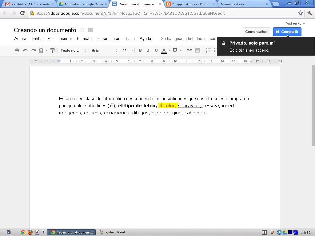 Andreas Docs: Compartiendo el documento