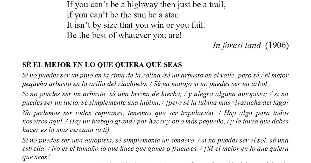 Poesía para llevar - Leer juntos poesía: Nº10D BE THE BEST OF WHATEVER ...