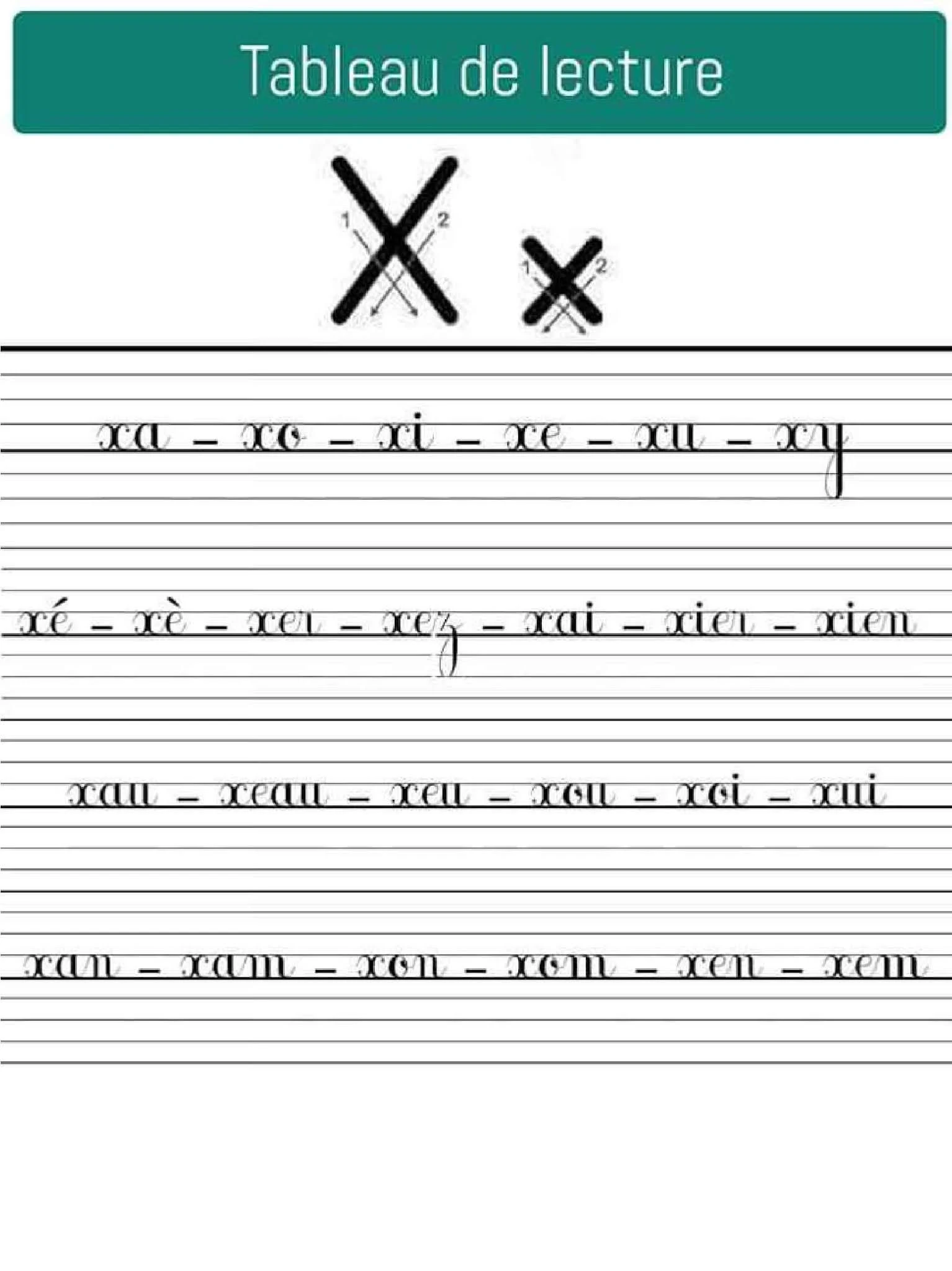 Tableu de Lecture Cursive /x/ - مدونة معلمي
