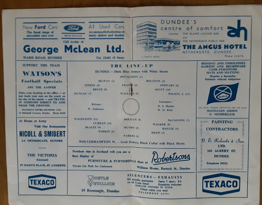 My Dundee FC Programmes: Dundee v Wolves, 16th September 1970