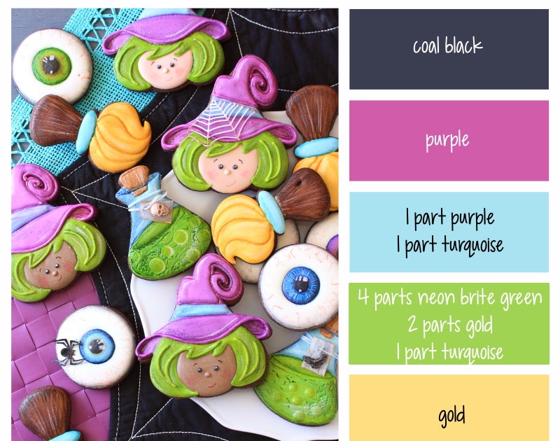 Witch Magic Halloween Cookie Color Palette and Icing Color Formulas