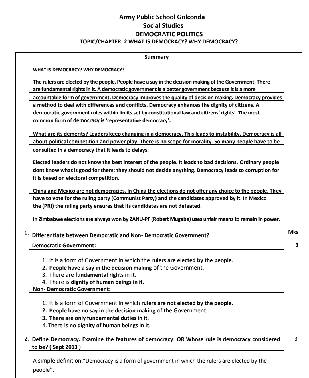APSG: Why democracy..grade 9... write questions 9 to 13