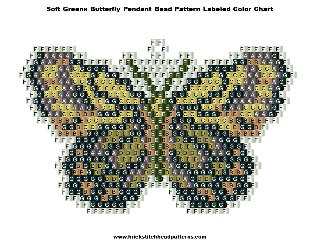 Brick Stitch Bead Patterns Journal: Free Soft Greens Butterfly Pendant ...