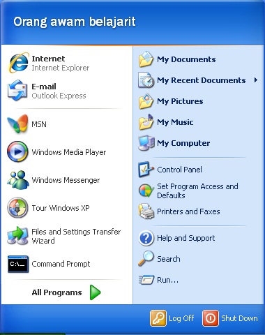 Tips mengubah tampilan menu start windows xp | Orang Awam Belajar IT
