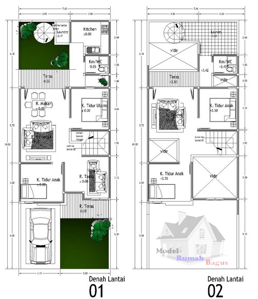 Denah Rumah 2 Lantai Tipe 42 lega ~ Desain Rumah