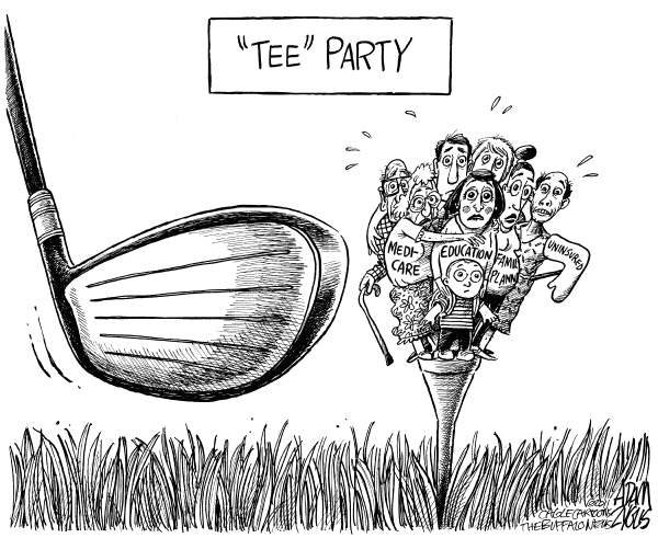 The Horace Mann League: Political cartoon about the Tea Party
