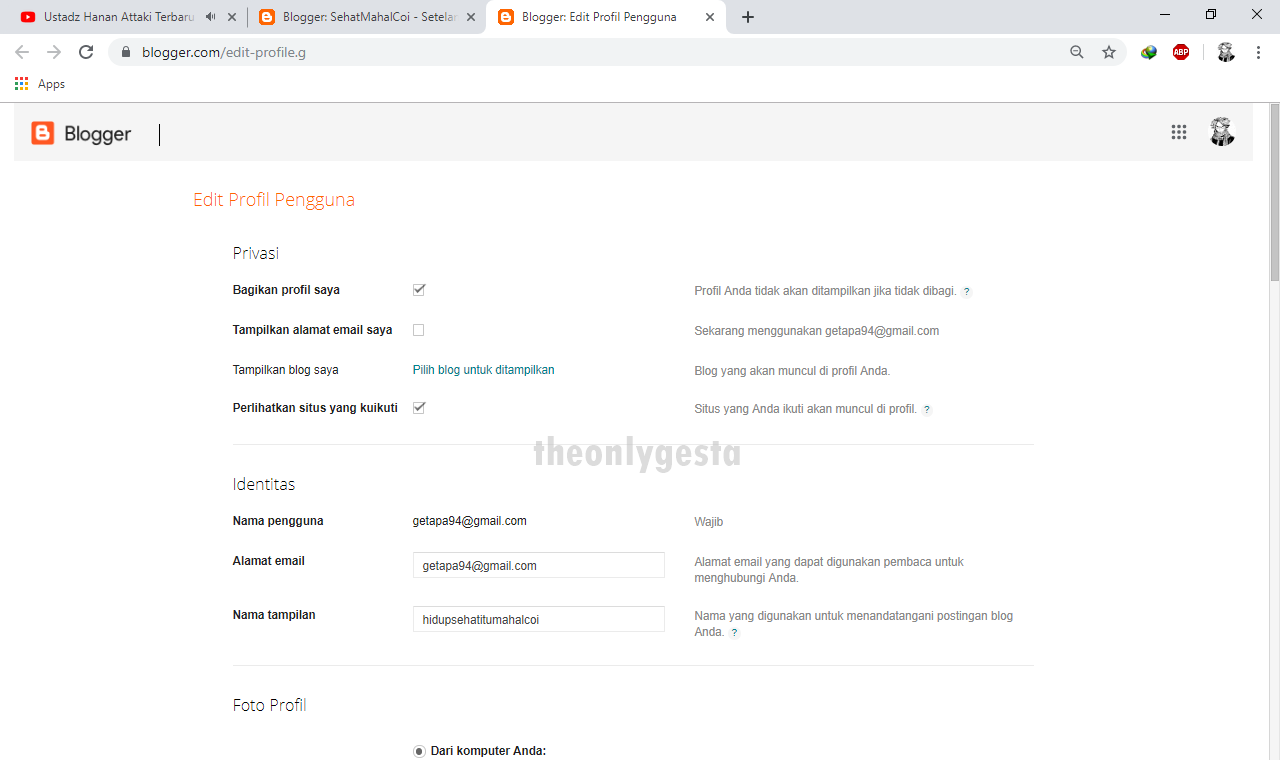Cara Merubah Nama Tampilan Profil Blogger update 2019 | theonlygesta ...