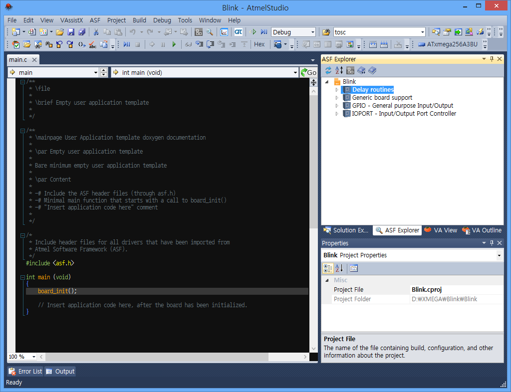 Play with AVR: Simple Blink example for XMEGA (using ASF)