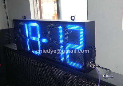 PetroLed: Large Blue led clock, Outdoor Led Time, Temperature Signs