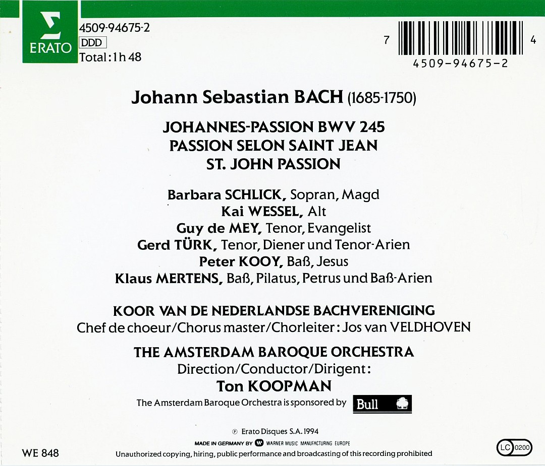 makdelart - classique: Bach - Johannes-Passion (Ton Koopman) [2CD]