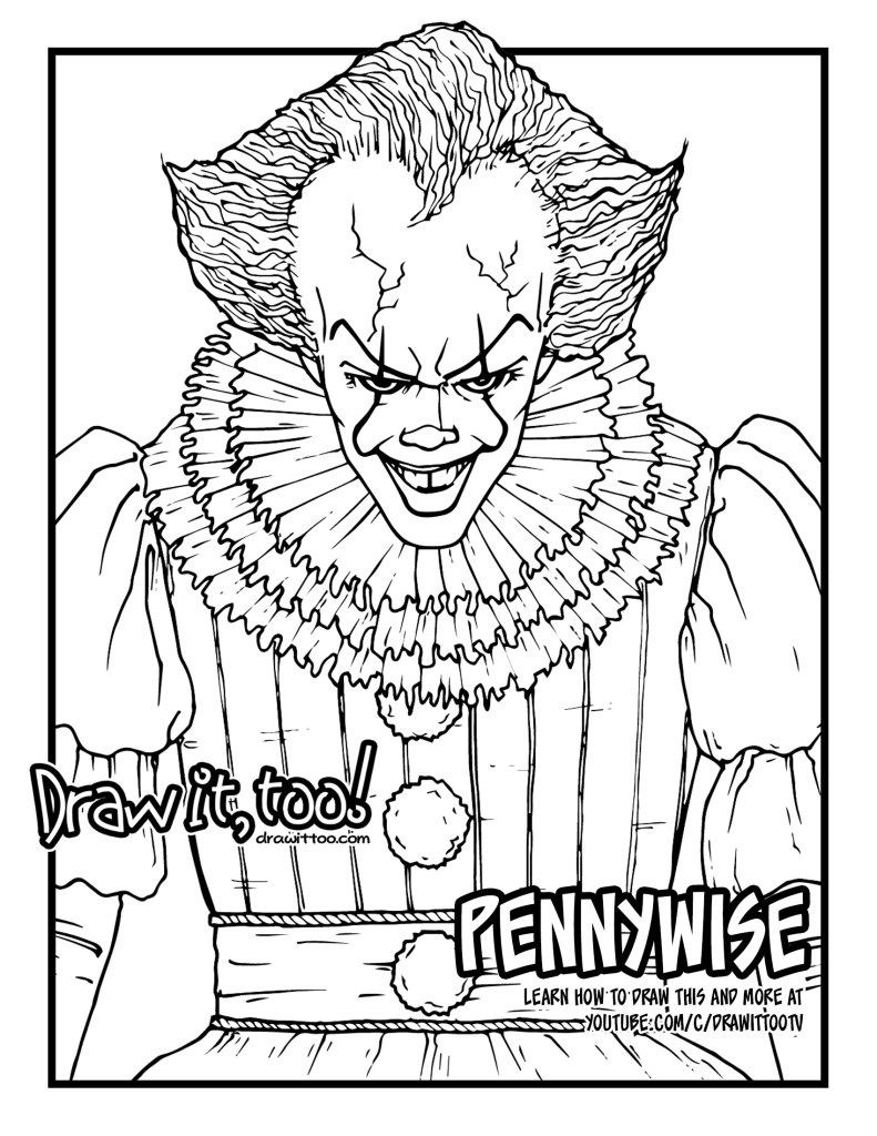 Pennywise Coloring Pages Ideas, Frightening but Enjoyable - Fun, Free ...