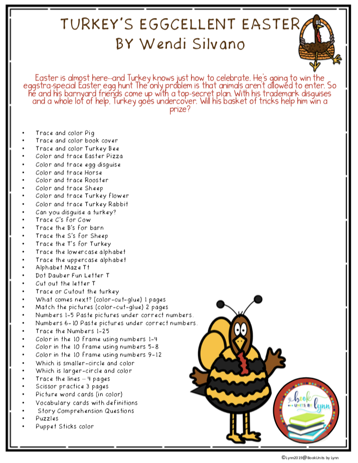 TURKEY'S EGGCELLENT EASTER BOOK UNIT 71 PAGES OF ACTIVITIES ~ Book ...