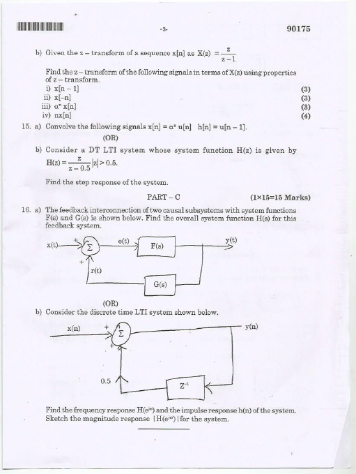 Anna University EC 8352 - SIGNALS AND SYSTEMS NOVEMBER/DECEMBER 2019 ...