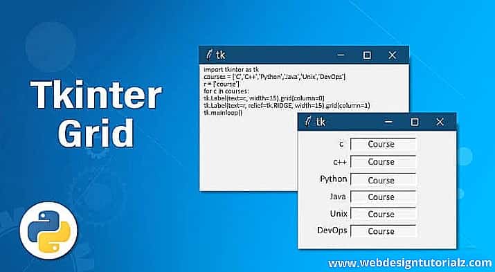 Python Tkinter grid() Geometry Manager - WebDesignTutorialz