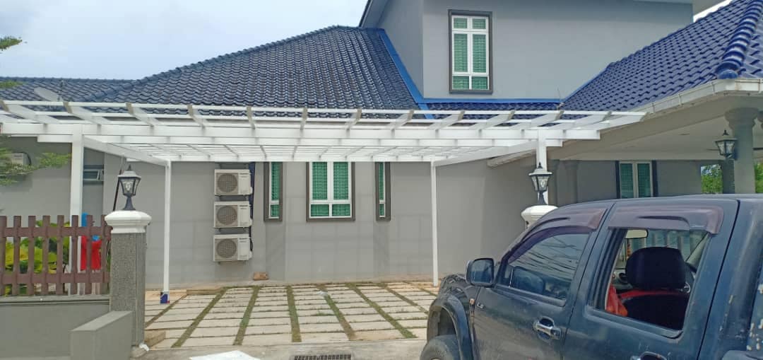 AWNING PERGOLA ATAP ACP DI MAK CHILI, KEMAMAN