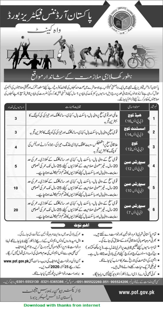 POF Pakistan Ordnance Factories Latest jobs 2020 - 45 Latest jobs 2020 ...