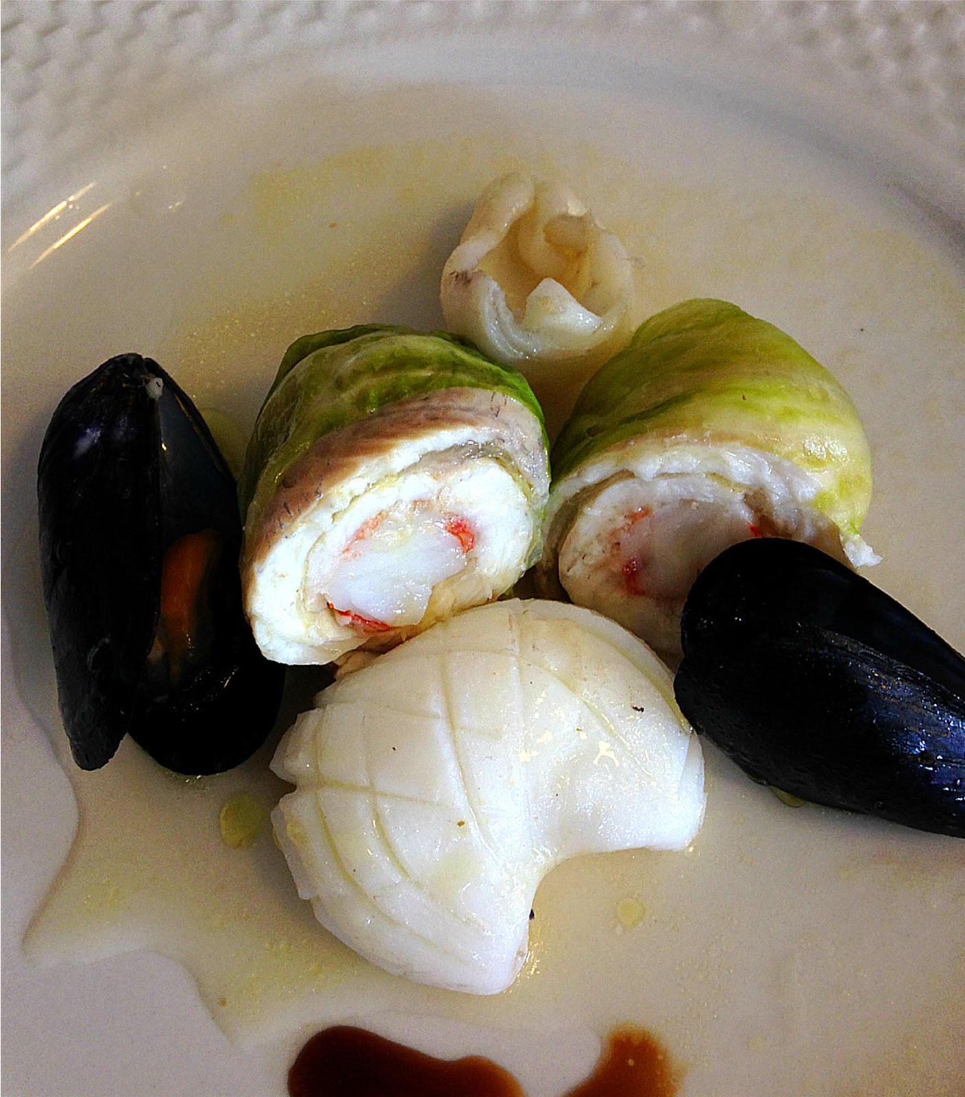 Nuts about food: Sea bass two ways: quenelle in fish fumet and roulade ...