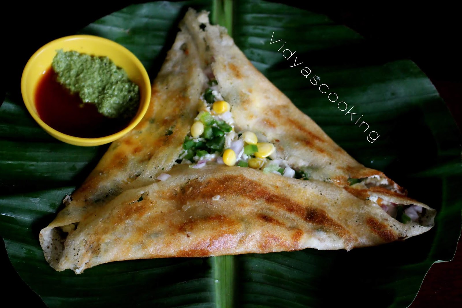 Chilli Cheese Corn Dosa Recipe