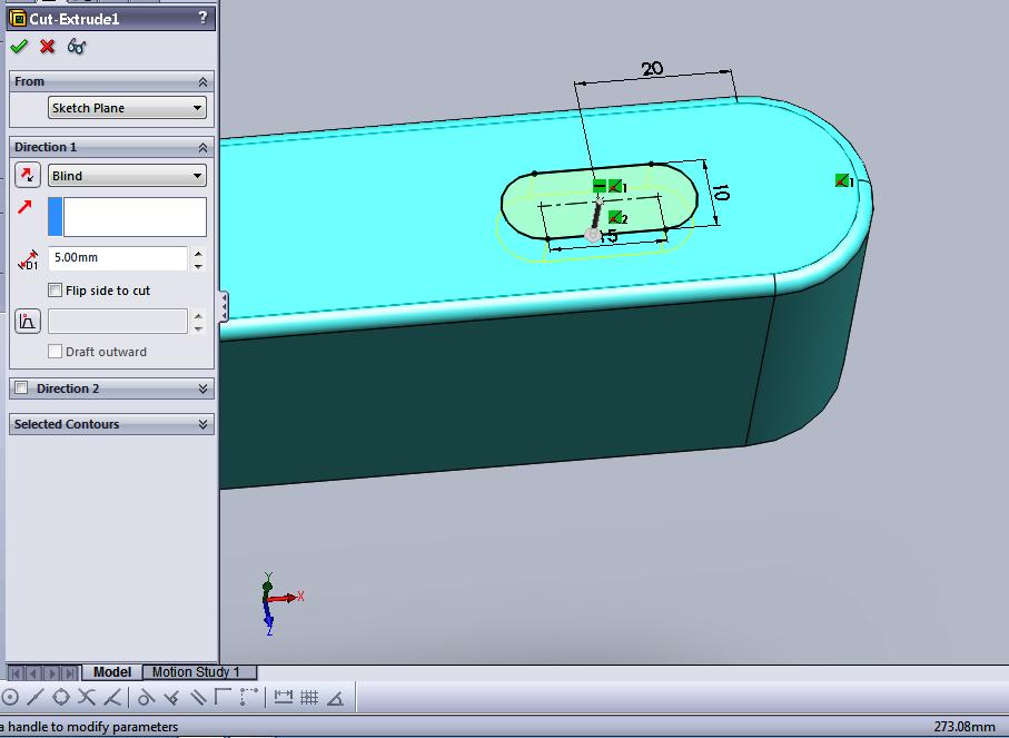 3D CAD Model Tutorial: Create a Handle by Offsetting a Sketch from the ...