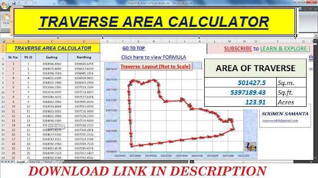 Traverse Area Calculation in Excel