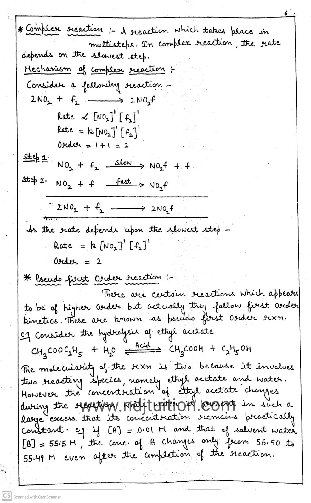 Chemical Kinetics Handwritten Notes for 12th Chemistry