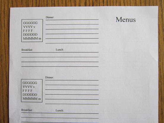 Miss Abigail's Hope Chest: Home Ec- Menu Planning